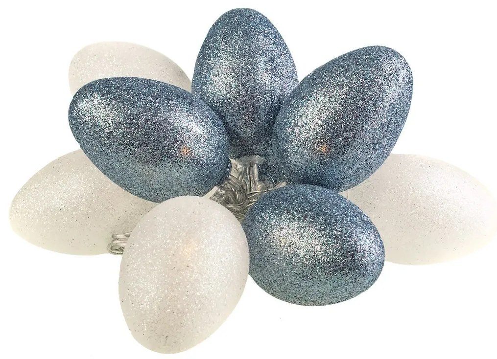 LED světelný řetěz Eggs1, 1,6 m, šedá/bílá