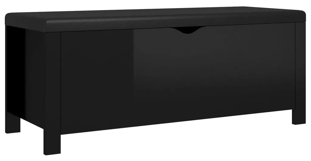 Úložný box s poduškou černý vysoký lesk 105x40x45cm dřevotříska - Default Title