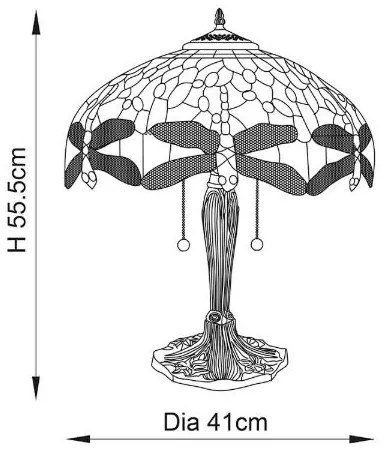 Endon 64085 - Stolní lampa Tiffany DRAGONFLY 2xE27/60W/230V pr. 41 cm