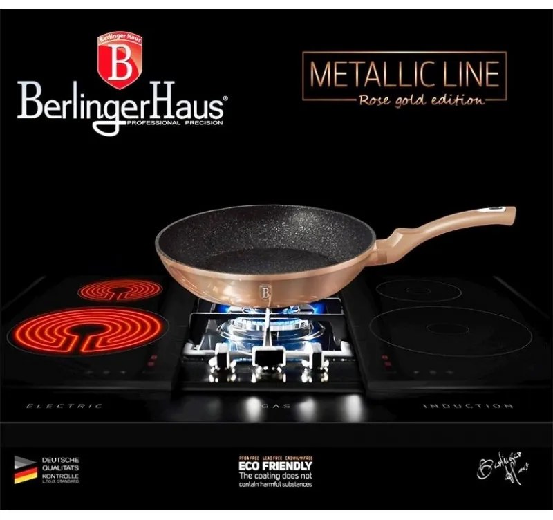 BERLINGERHAUS Pánev s mramorovým povrchem sada 3 ks Copper Metallic Line BH-1279