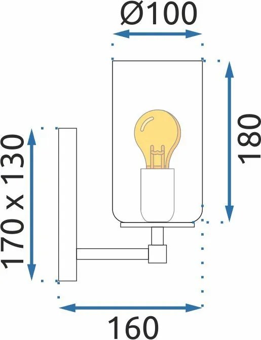 Toolight, nástěnné svítidlo 1xE27 APP1224-1W, zlatá lesklá, OSW-40032