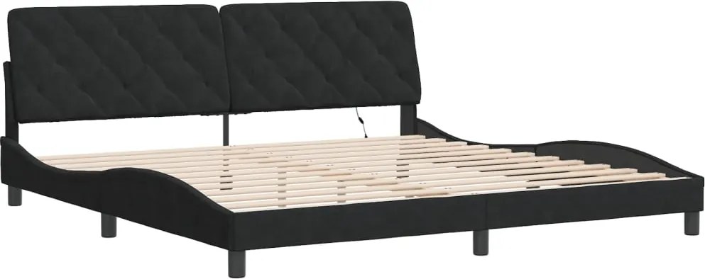 Rám postele s LED bez matrace černý 200 x 200 cm samet 3213875