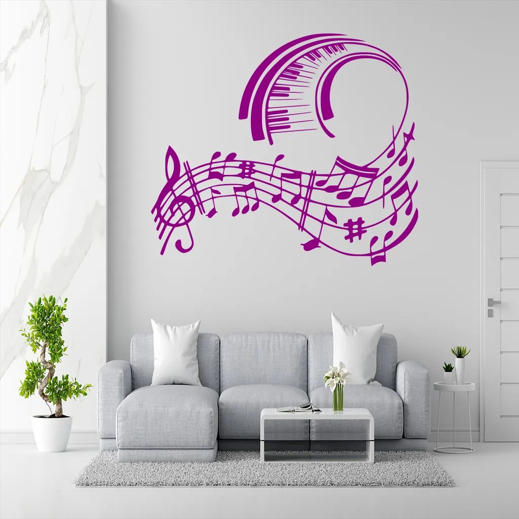 Živá Zeď Samolepka na zeď Skladba pro klavír Barva: fialová, Velikost: 60 x 52 cm