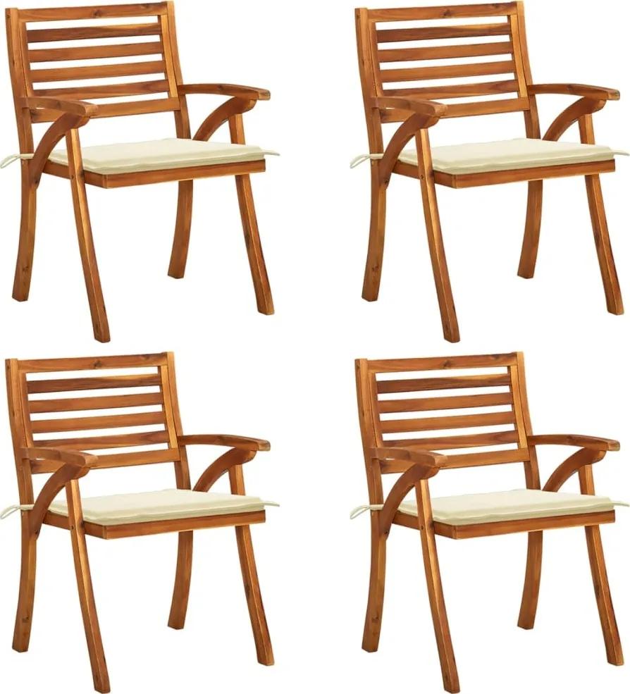 vidaXL Zahradní židle s poduškami 4 ks masivní akáciové dřevo [3075174] Barva: Šedá
