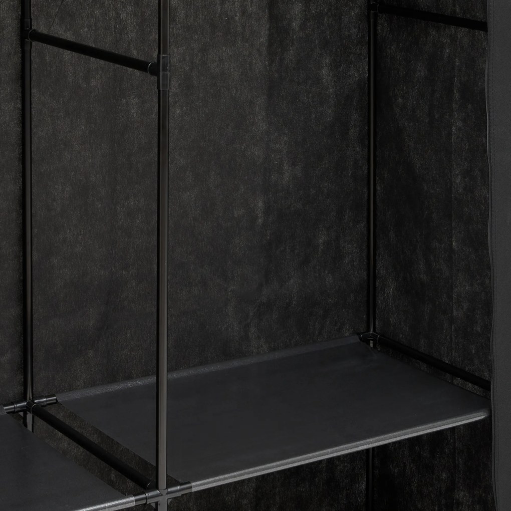 Textilní šatní skříň DRESSY dvojitá, 140 x 45 x 165 cm - černý