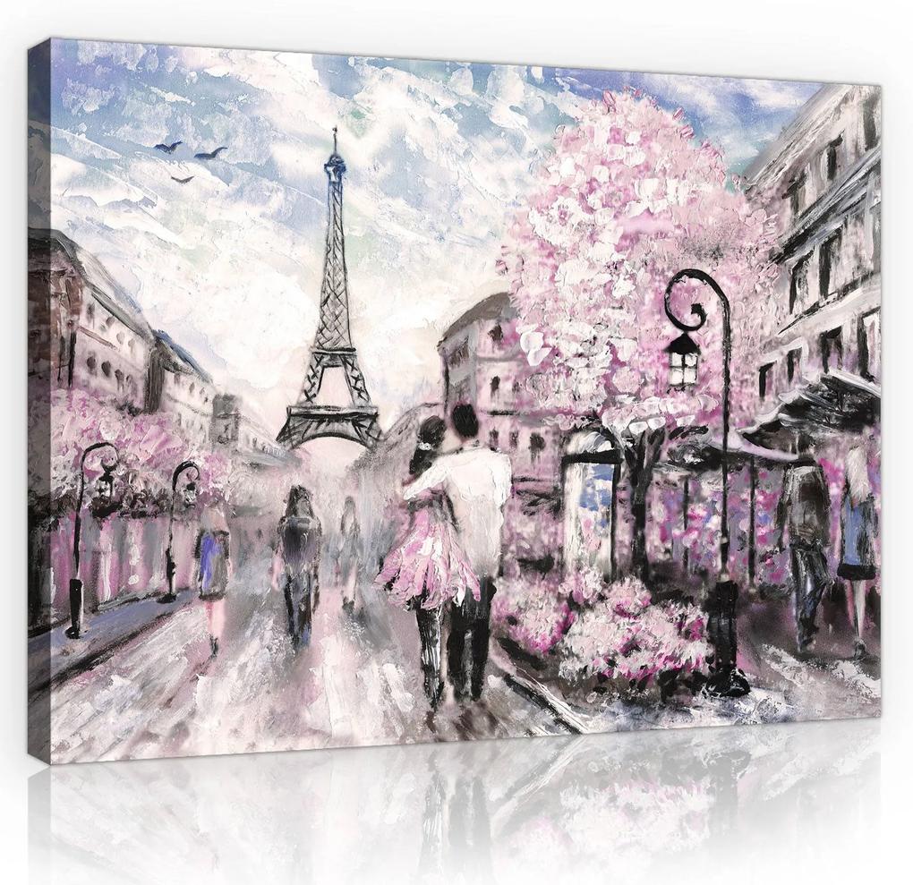 Postershop Obraz na plátně: Paříž (malovaná) - 80x60 cm
