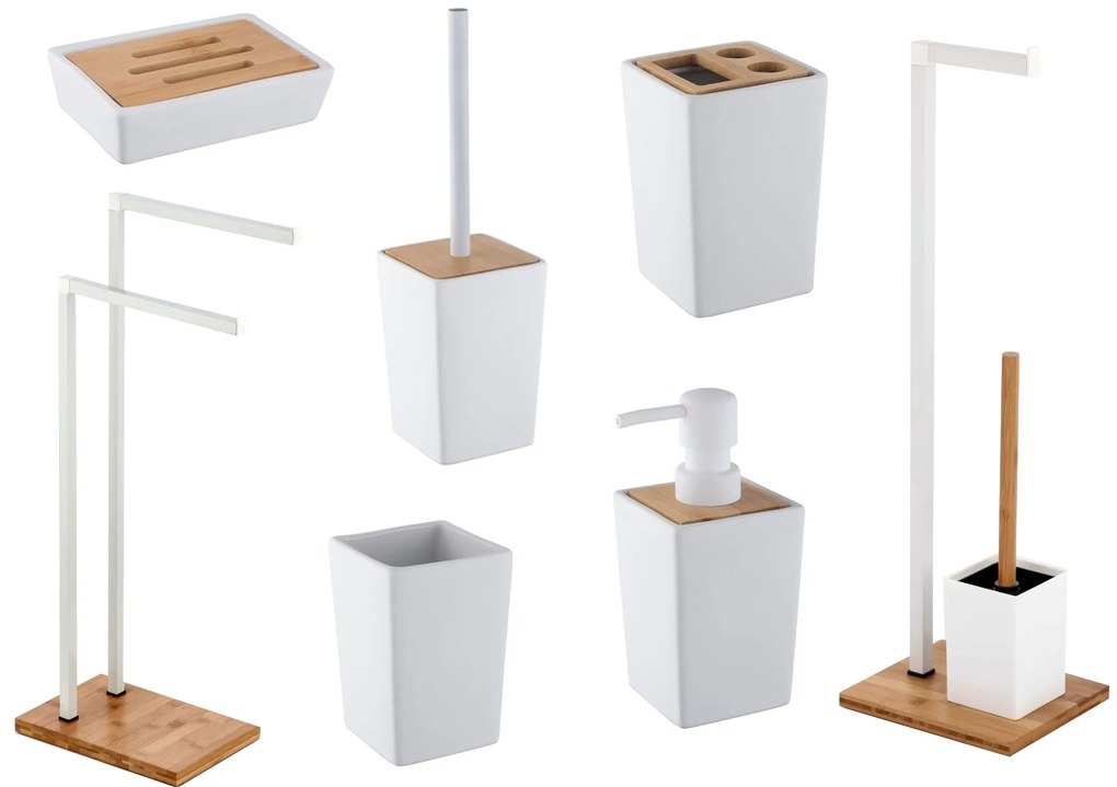 BISK Erga Pure, toaletní WC kartáč na postavení, bílý matně-hnědý, ERG-08125