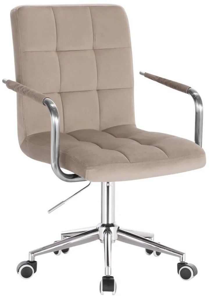 LuxuryForm DESIGN Otočná židle VERONA VELUR na stříbrné podstavě s kolečky - latte