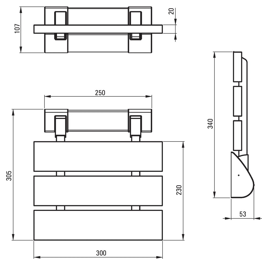 Deante Vital příslušenství, závěsná sklopná židle, wpc-dřevo, NIV_451P