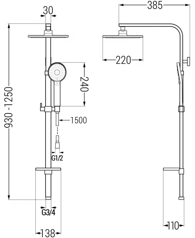 Mexen Q40 sprchový sloup, Grafitově černá - 798404095-66