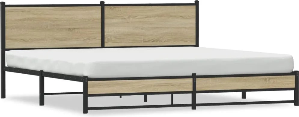 Kovový rám postele bez matrace dub sonoma 200 x 200 cm 3301398