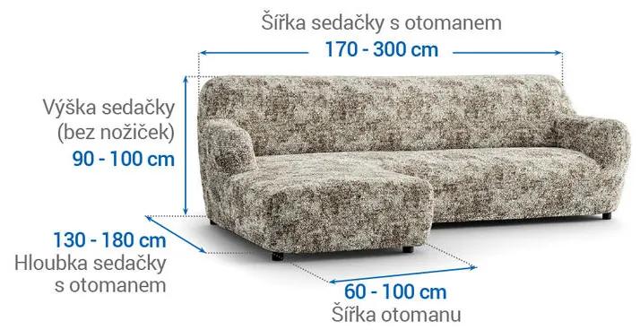 Bielastické potahy MARMO béžové sedačka s otomanem vlevo (š. 170 - 300 cm)