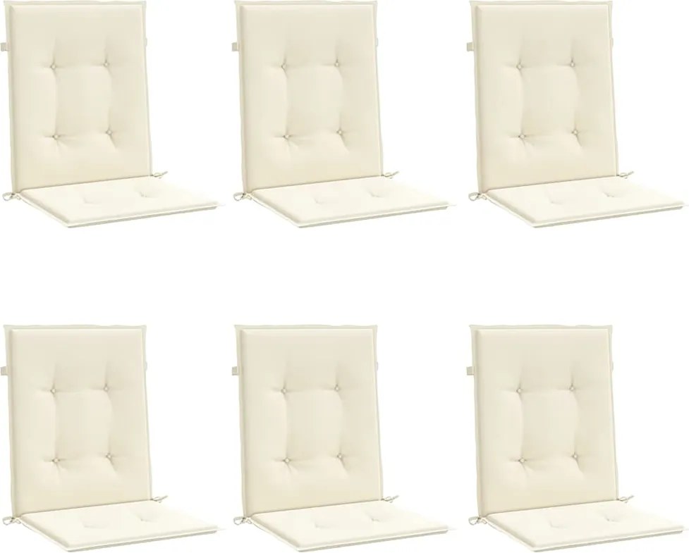 Podušky na židli nízké opěradlo 6 ks krémové 100x50x3 cm oxford 314133