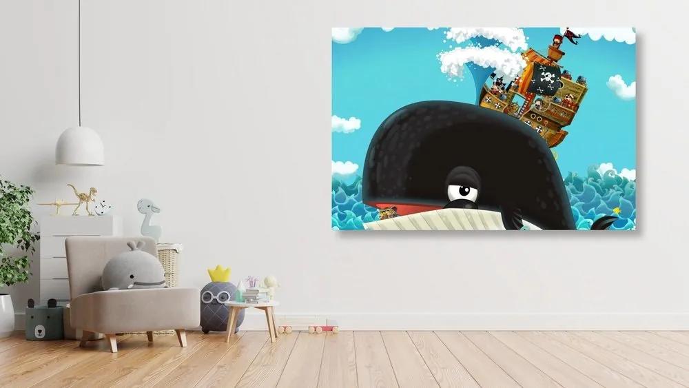 Obraz pirátská loď na velrybě - 90x60 cm