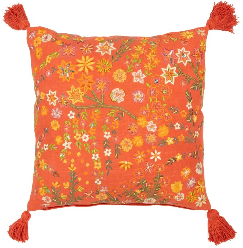 OnaDnes -20% Oranžový polštář J-line Florry 45 x 45 cm