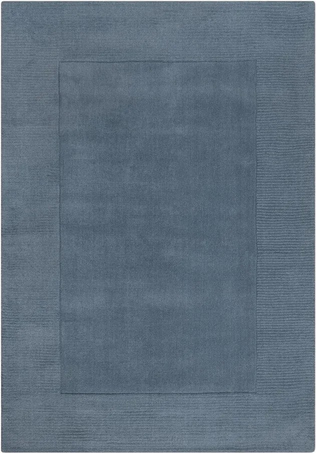 Tmavě modrý ručně tkaný vlněný koberec 200x290 cm Textured Wool Border – Flair Rugs