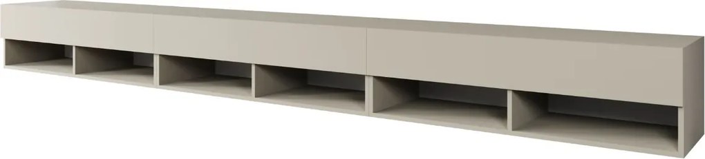 Dlouhá TV skříňka 300 cm kašmír Lowboard A (LOWA300K + LED)
