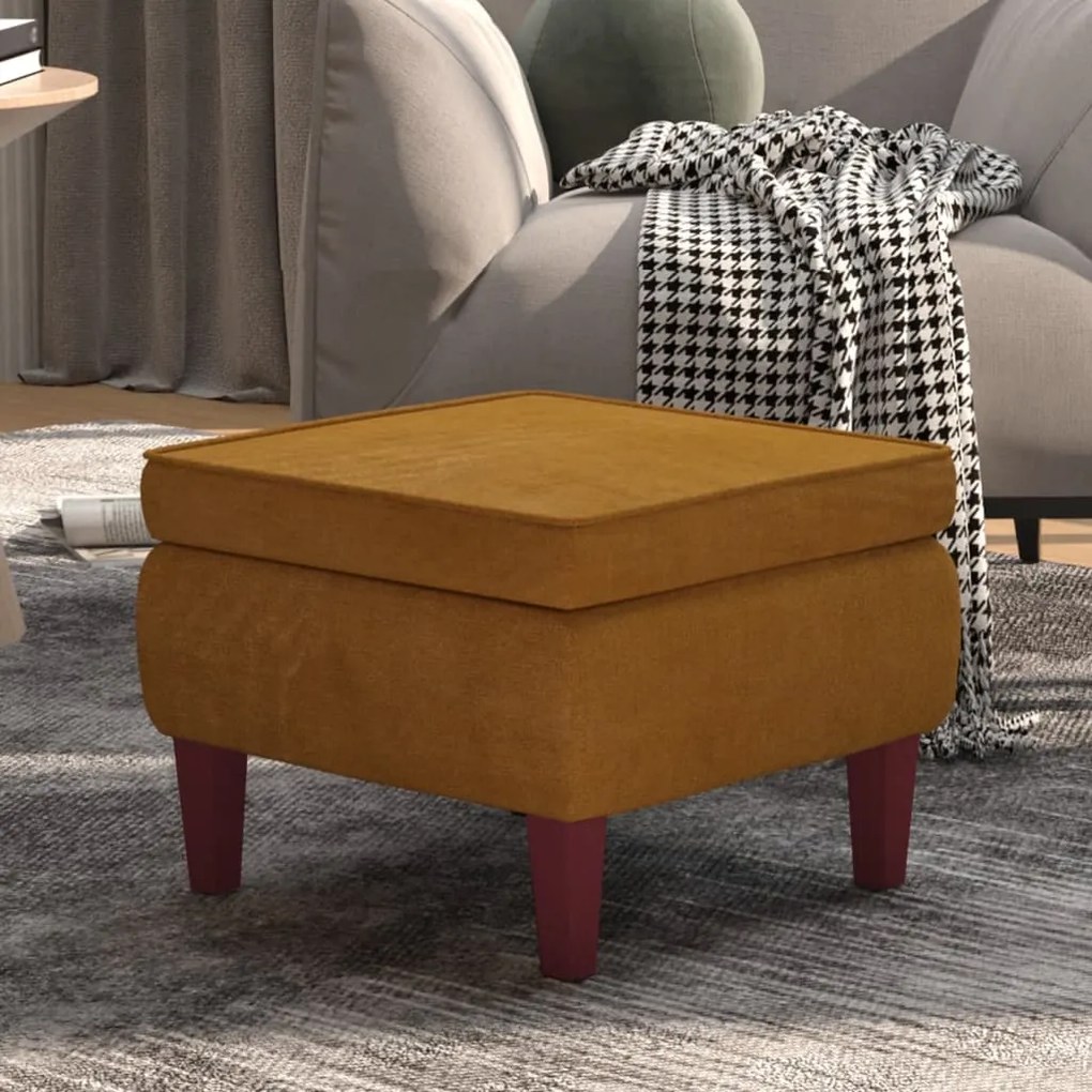 Stolička s dřevěnými nohami hnědá samet 329465