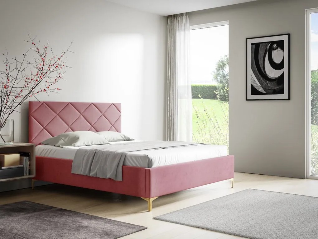 Eka Čalouněná postel DIAMOND+ 90x200 cm Barva látky Trinity: Hnědá (Trinity 2307), Úložný prostor: S dřevěným rámem úložného prostoru