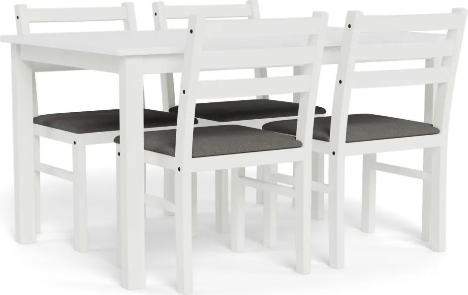 ACTONA Jídelní set stolu a čtyř židlí ALICANTE bílý 110x70 cm