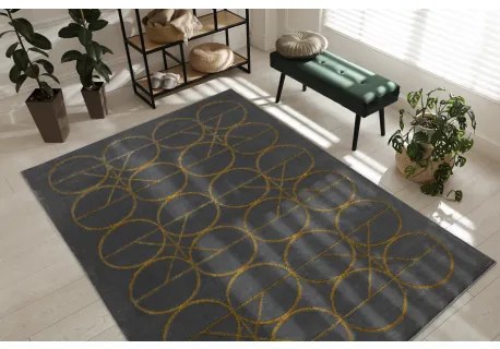 koberec EMERALD výhradní 1010 glamour, stylový kruhovýy šedá / zlato velikost 240x330 cm | krásné koberce cz