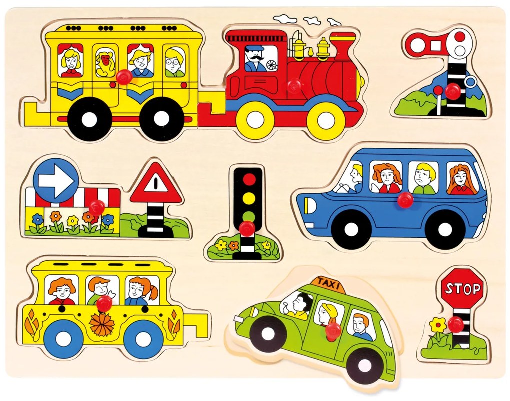 Bino Dřevěné vkládací puzzle doprava