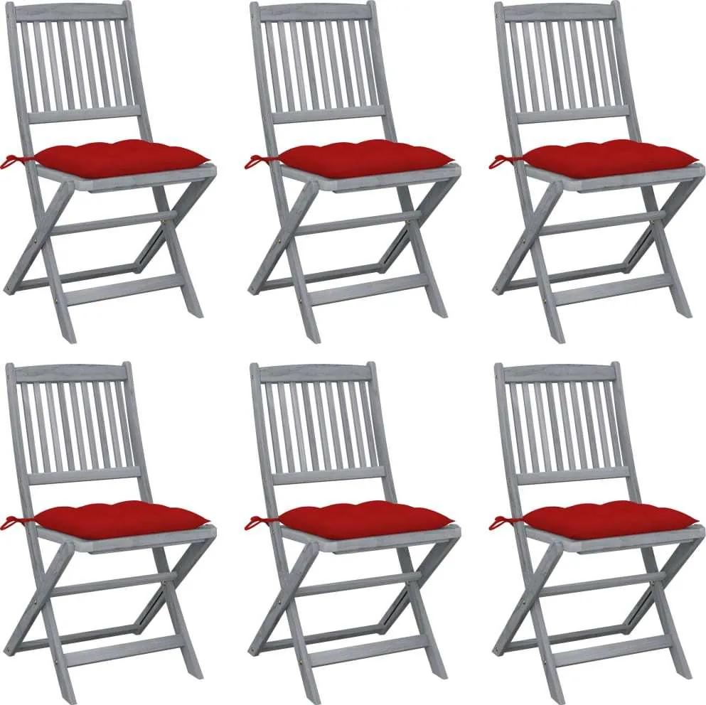 vidaXL Skládací zahradní židle s poduškami 6 ks masivní akáciové dřevo [3065450] Barva: taupe