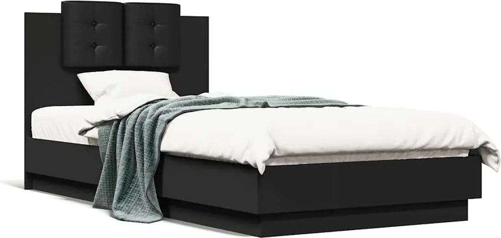 Rám postele s čelem černý 75 x 190 cm kompozitní dřevo 3209976