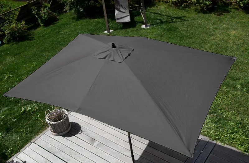 Slunečník Florida 2x3m - polyester/dřevo - antracit