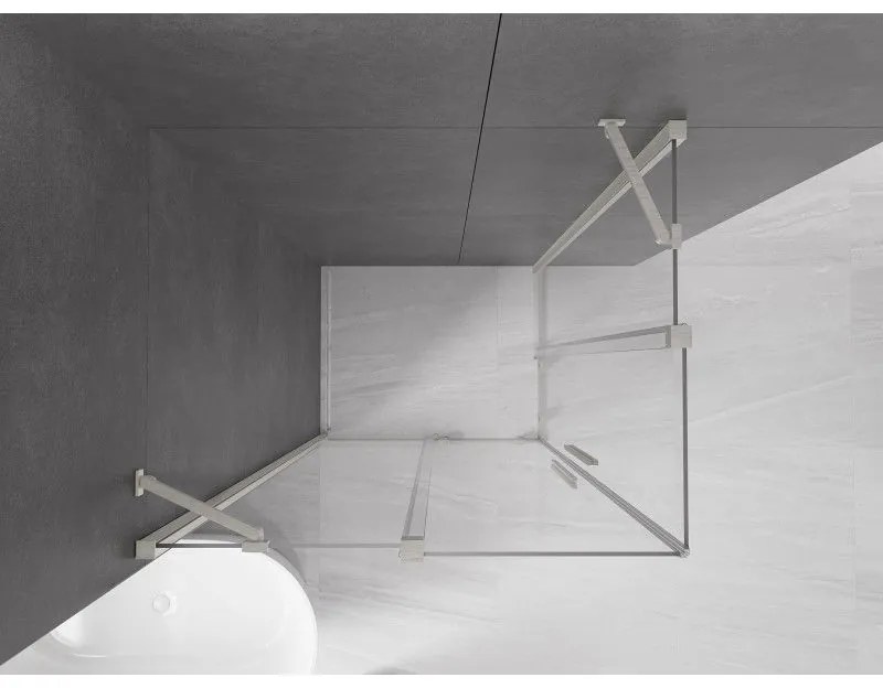 Mexen Velar Duo, sprchový kout s posuvnými dveřmi 100 x 90 cm, 8mm čiré sklo, broušená ocel, 871-100-090-02-97