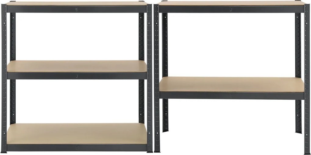 Juskys Sada kovových regálů Basic 180 × 90 × 40 cm Barva: stříbrná, Velikost sady: 8 ks