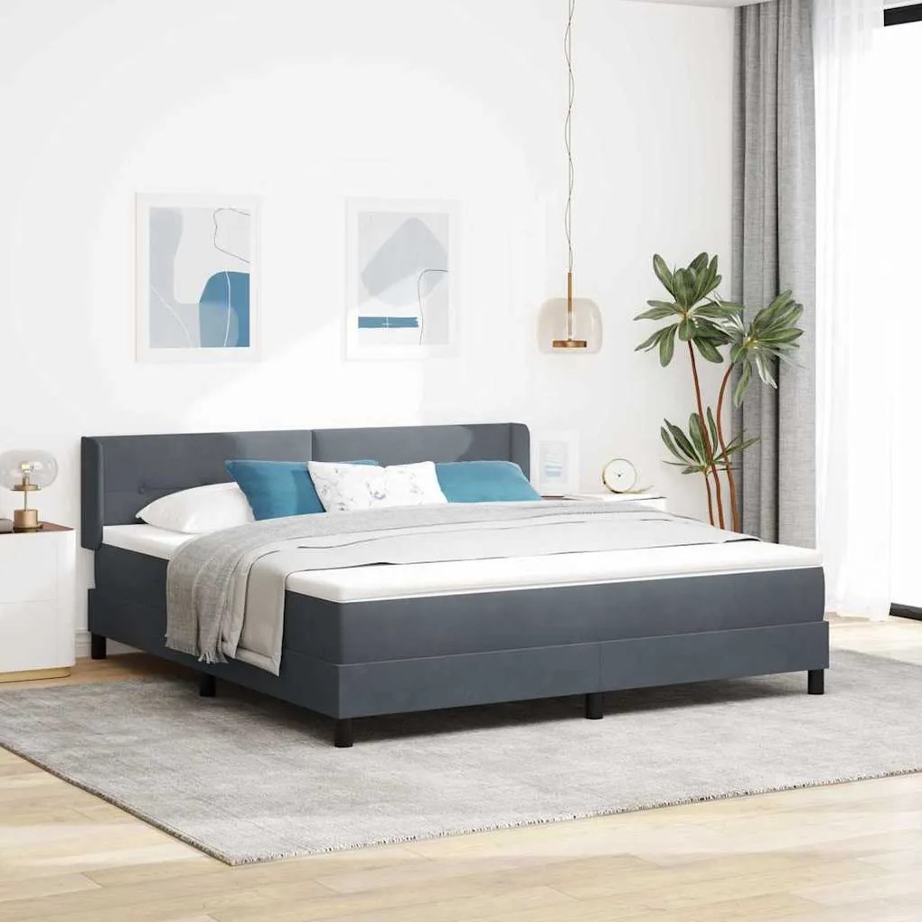 Postel s boxspringem s čelo Tmavě šedá 200 x 180 cm samet 3341481