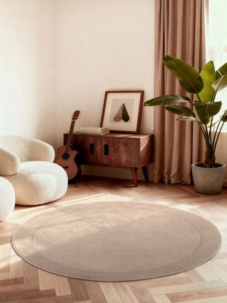 Villeroy & Boch Kusový koberec Kivi 106282 Beige kruh, 200x200 (průměr) kruh, béžová, ložnice