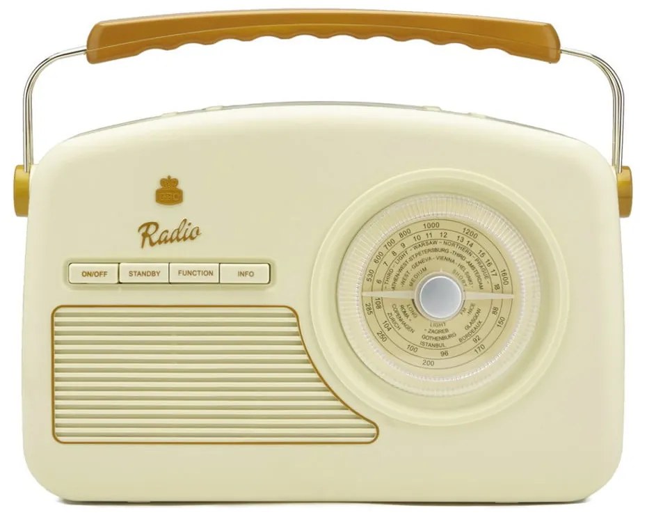 Krémově bílé rádio GPO Rydell Nostalgic Dab Radio Cream