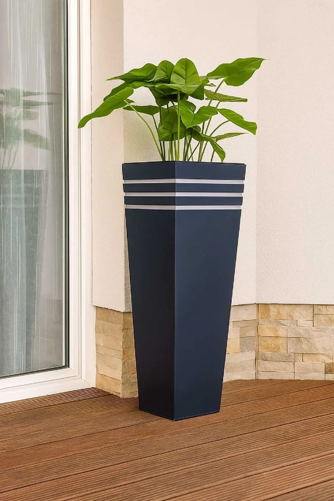 Květináč NEW CLASSIC, pozink, výška 105 cm, antracit, vč. zavlaž. systému
