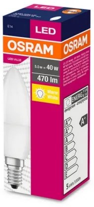 LED žárovka E14 OSRAM CL B FR 5,7W (40W) teplá bílá (2700K), svíčka