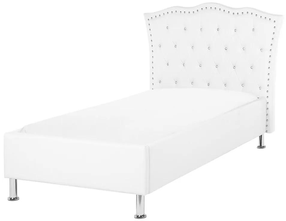 Bílá kožená postel 90x200 cm METZ Beliani