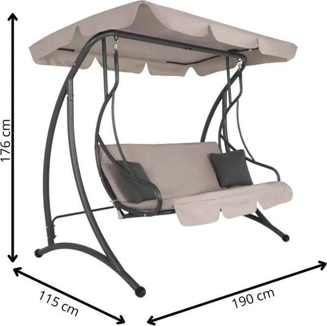 Zahradní houpačka 3-místná SPRINGOS DEIZY GS0031, béžová