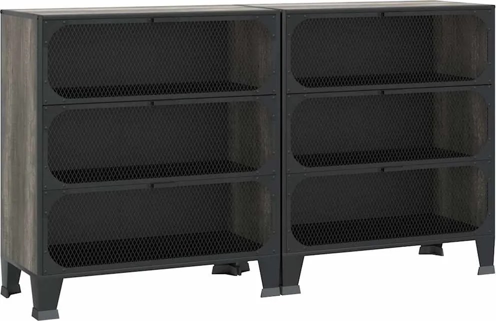 Úložné skříně 2 ks šedé 72 x 36 x 82 cm kov a MDF 3095972