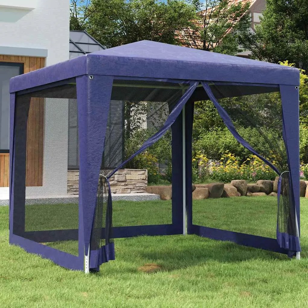 Party stan se 4 síťovanými bočnicemi modrý 2,5 x 2,5 m HDPE 319222