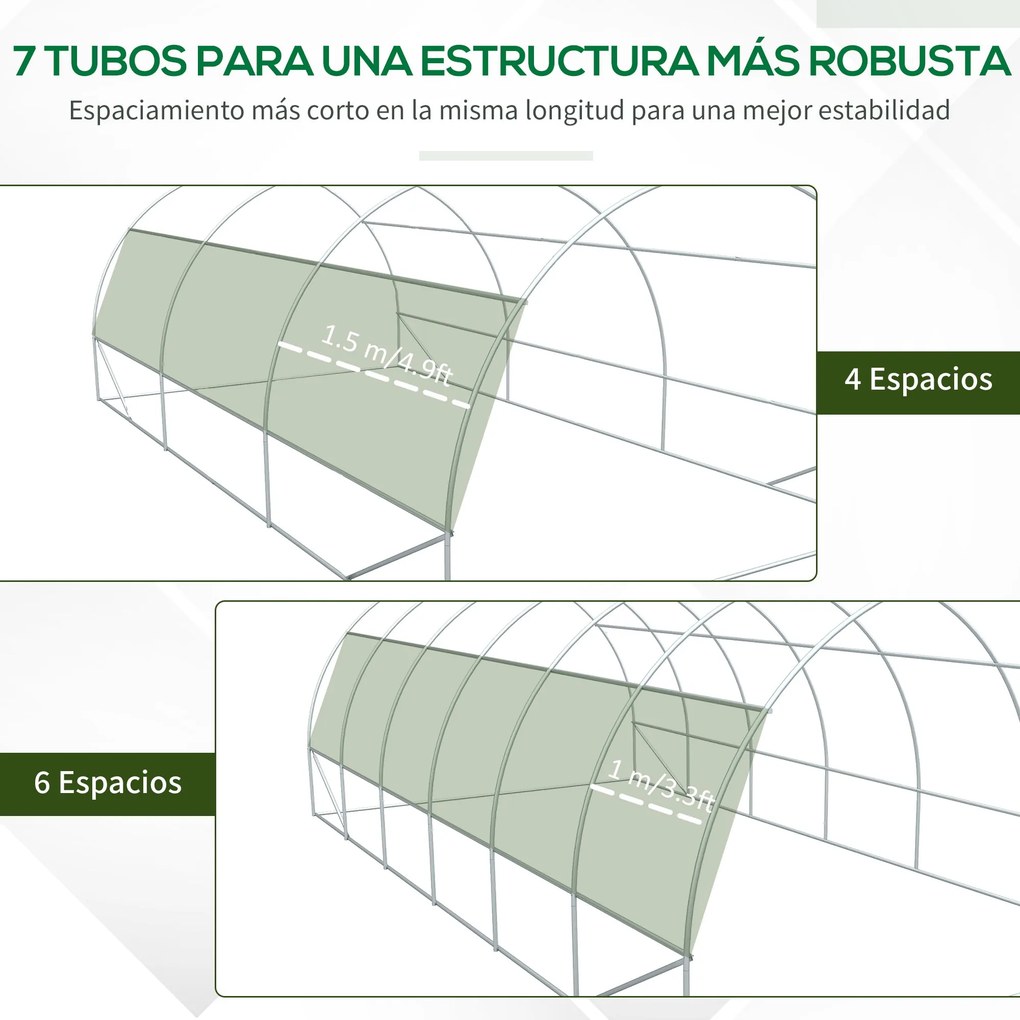 Zahradní skleník Outsunny 6x3x2 m Tunnellový skleník s dveřmi a 12 rolovacími okny pro terasu Bílý