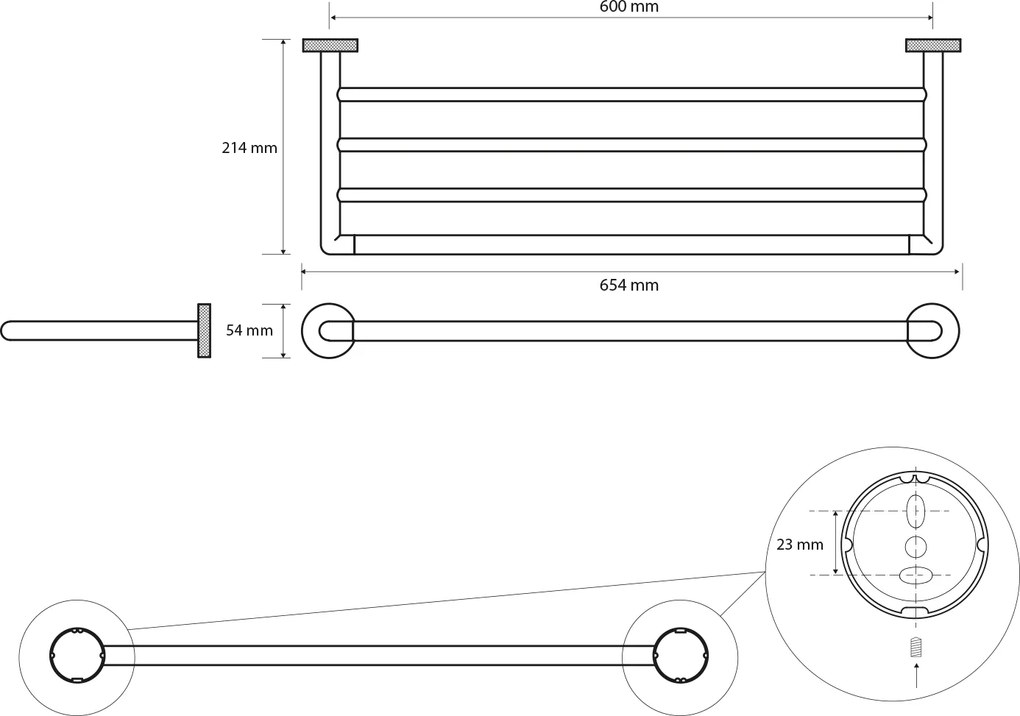 Sapho Sapho, LARISSA polička na ručníky 600mm, chrom, WS028