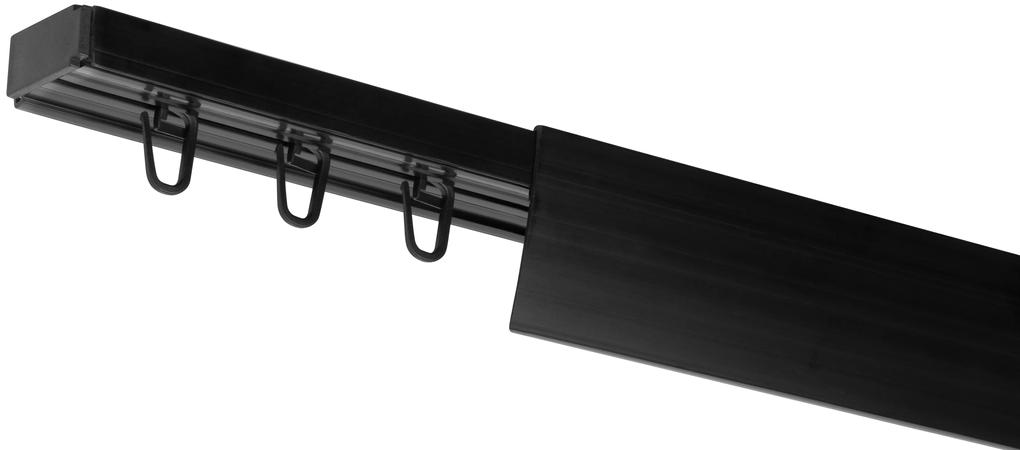 Dekodum Stropní kolejnice z PVC jednořadá černá s krytem Délka: 210 cm, Typ přichycení: žabky