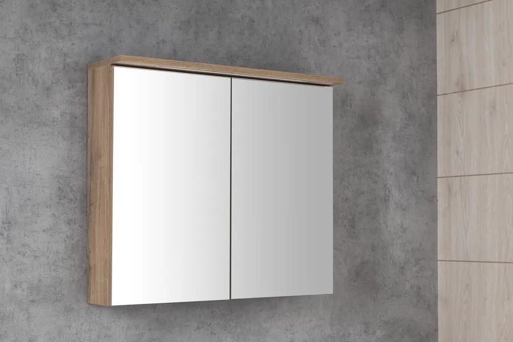 Aqualine Aqualine, KAWA STRIP Galerka s LED osvětlením 80x70x22cm, dub emporio, WGL38S
