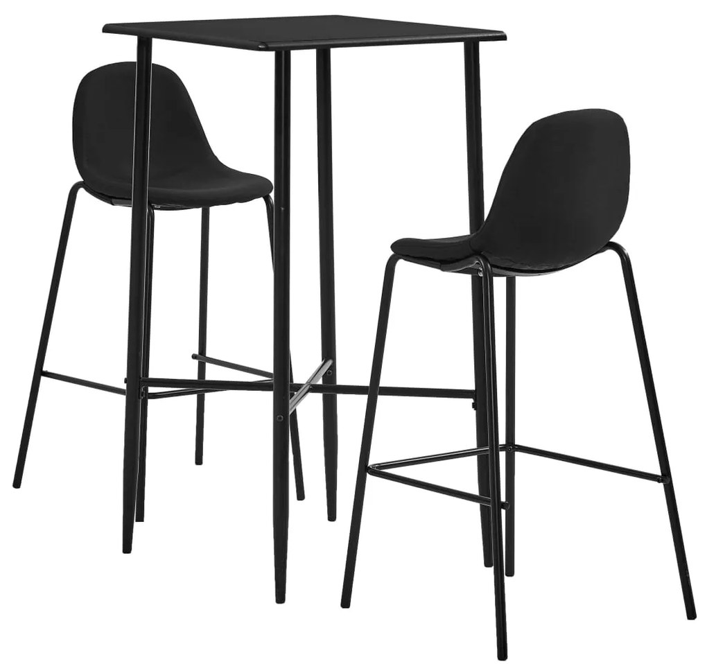 3dílný barový set textil černý 279965