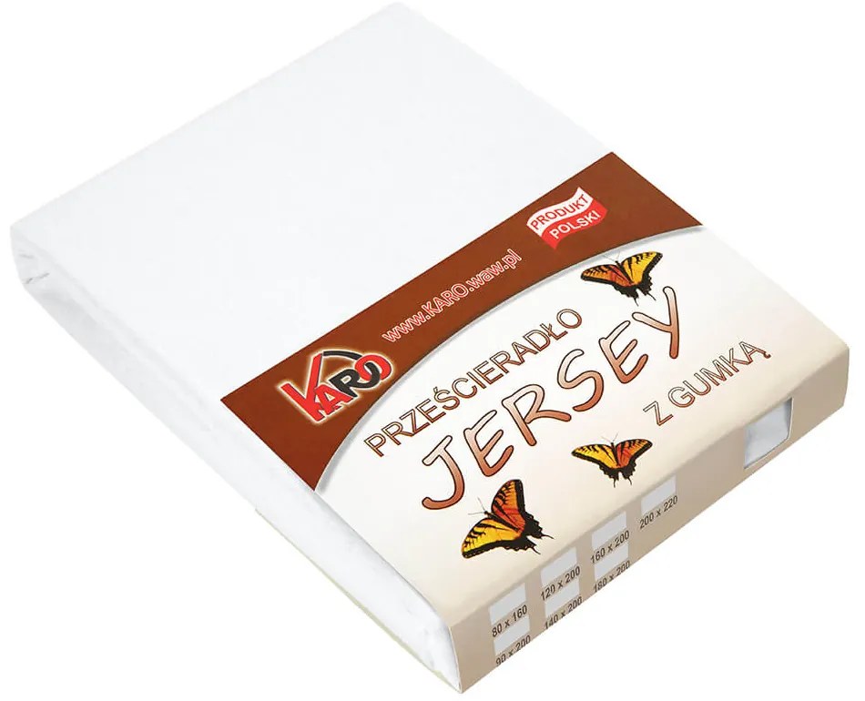 Jersey prostěradlo s gumičkou 70x140 bílé 001 silné 150g/m2 KARO