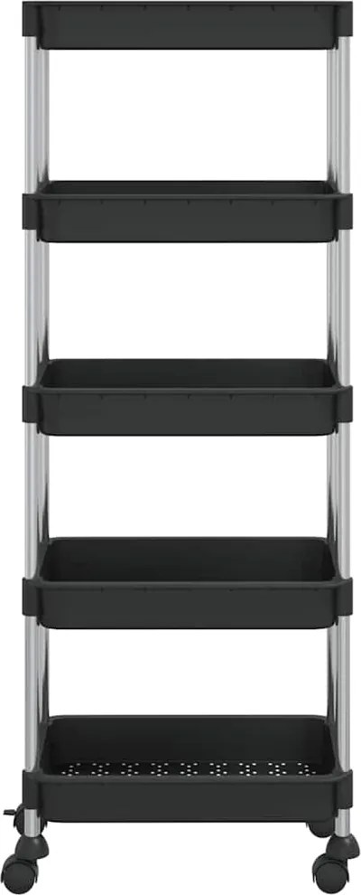 Kuchyňský vozík s 5 patry černý 42x29x128 cm železo a ABS 336331