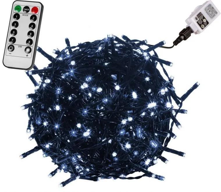 VOLTRONIC® 59756 Vánoční LED osvětlení 5 m - studená bílá 50 LED + ovladač - zelený kabel