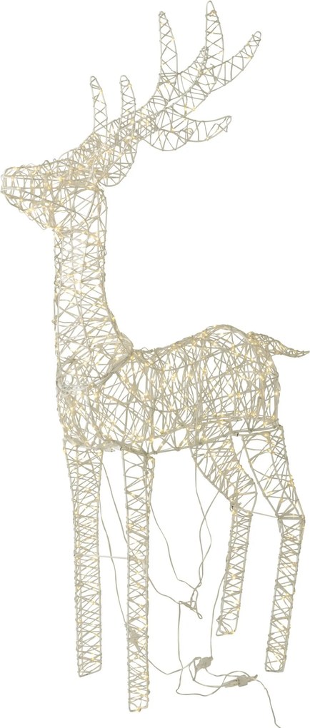 Bílá kovová svítící LED dekorace sob Reindeer LED – 79*22*120 cm
