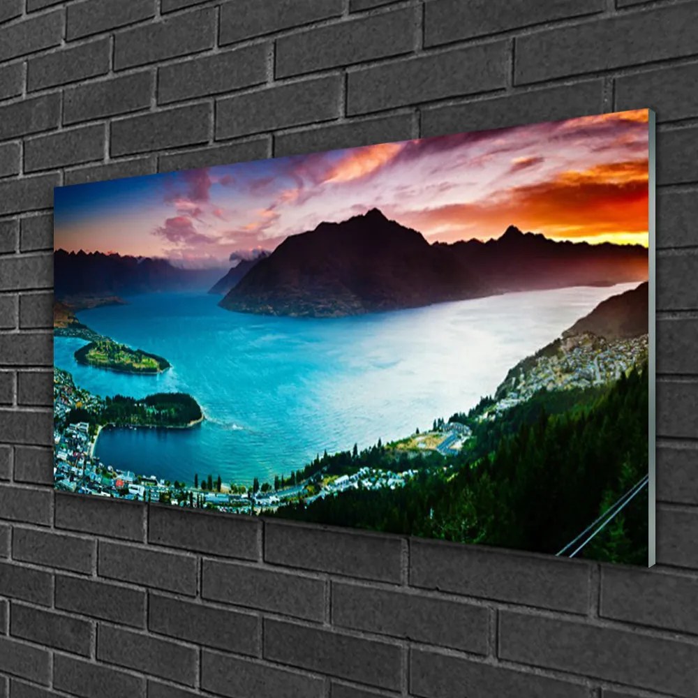 Obraz na skle Poloostrov Hory Krajina 120x60 cm